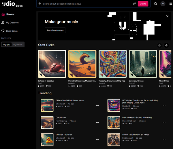 노래 생성 AI UDIO(유디오) AI 소개 및 사용방법